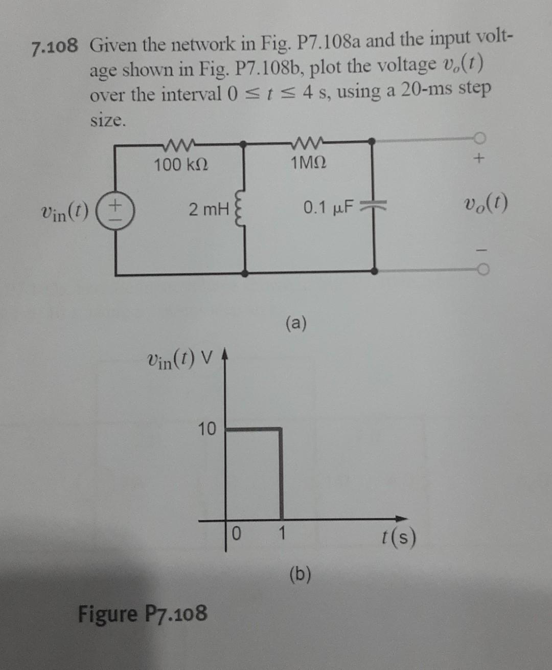 Solved 7.108 Given the network in Fig. P7.108a and the input | Chegg.com
