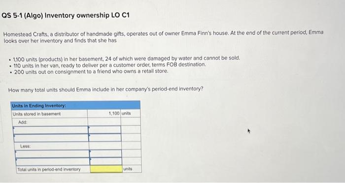 Solved 2S 5-1 (Algo) Inventory ownership LO C1 Homestead | Chegg.com