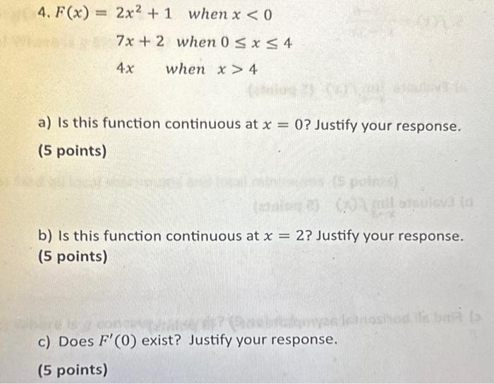 Solved 4. F(x)=2x2+1 when x 4 a) | Chegg.com