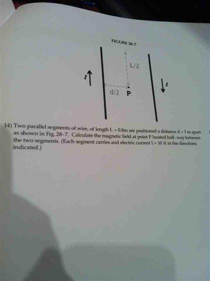 Solved Two parallel segments of wire, of length L = 0.8m are | Chegg.com