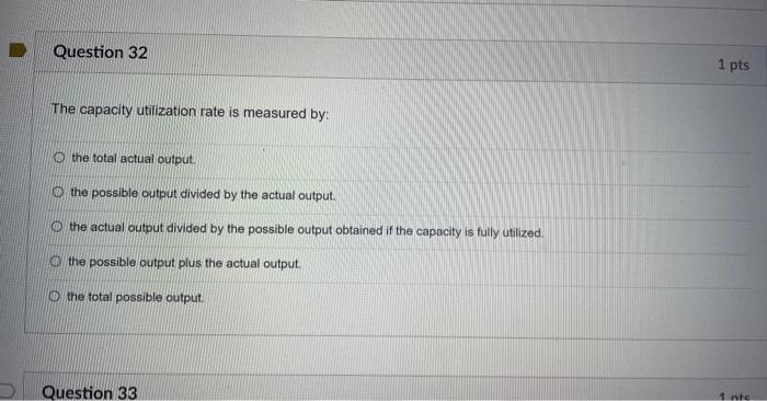 Solved The capacity utilization rate is measured by: the | Chegg.com