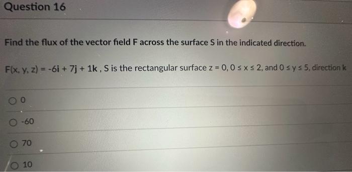 Solved Find the flux of the vector field F across the | Chegg.com