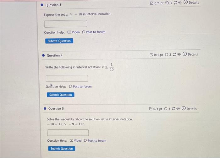 Solved Convert (−3,∞) to inequality notation use the | Chegg.com