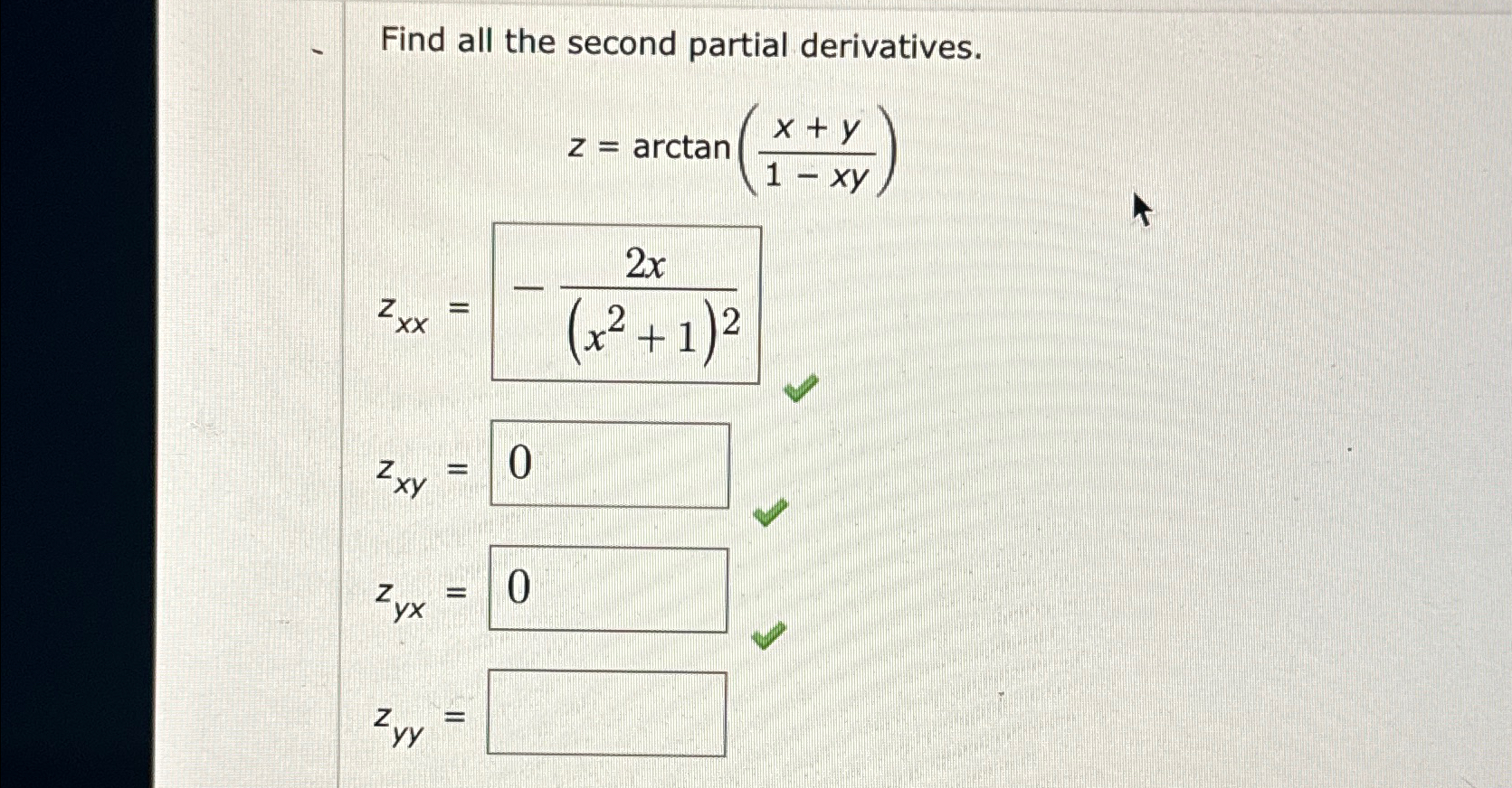 Solved Find all the second partial | Chegg.com