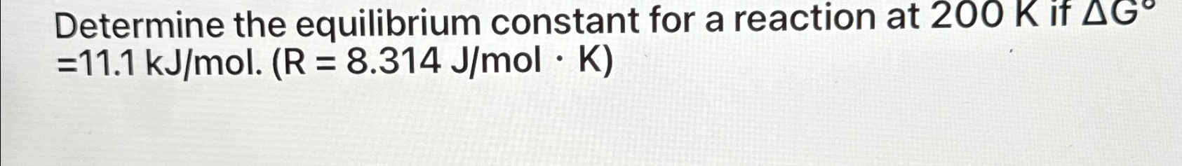 Solved Determine the equilibrium constant for a reaction at | Chegg.com