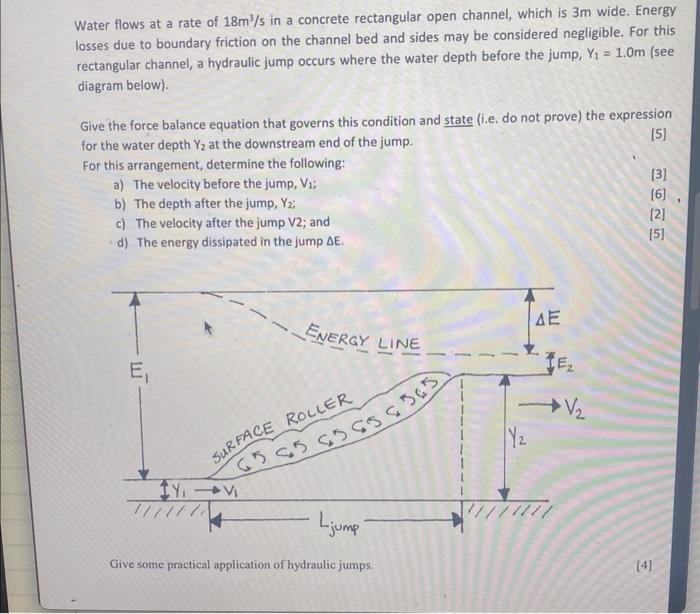 Solved Water flows at a rate of 18 m3/s in a concrete | Chegg.com