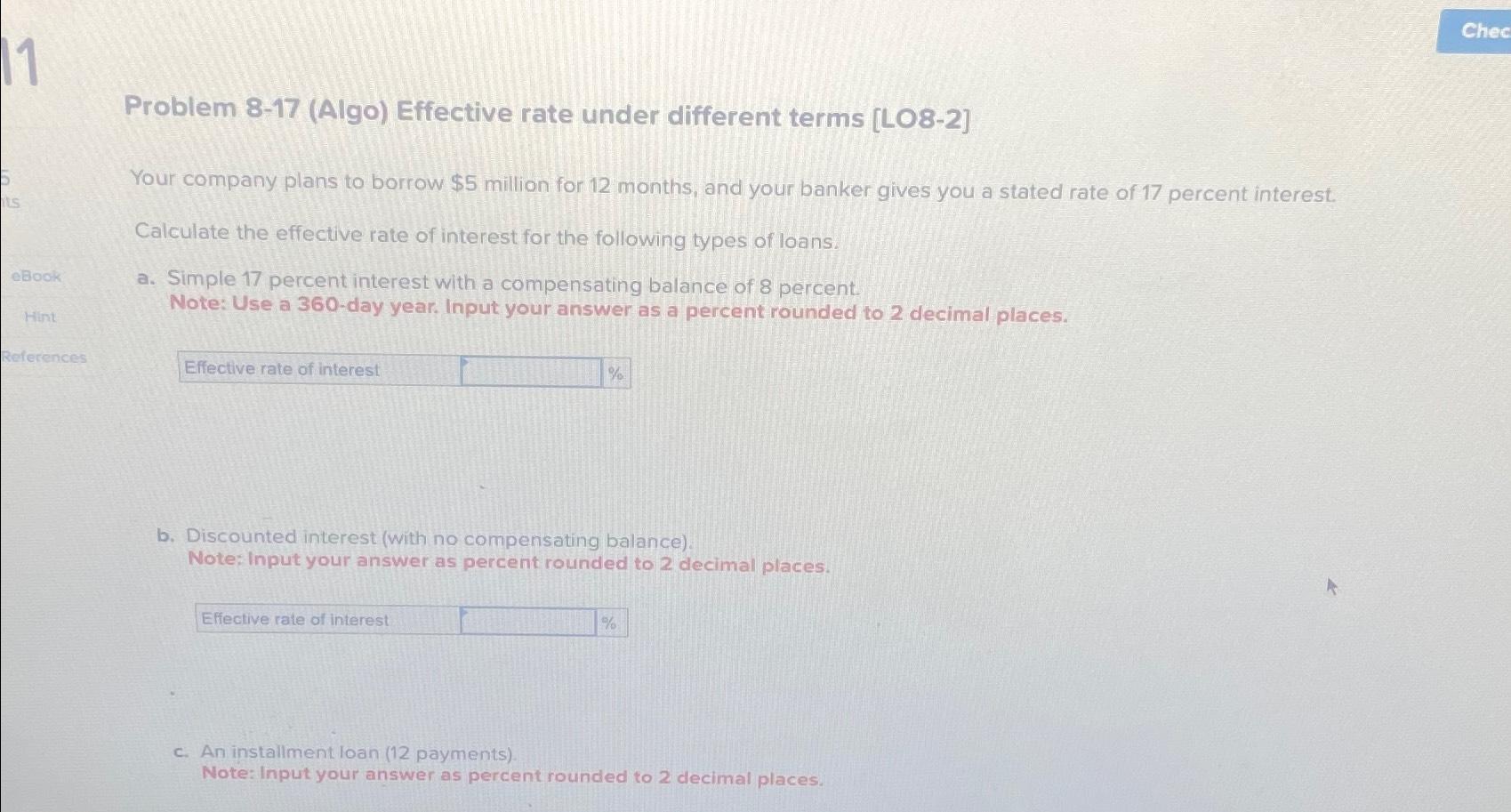 Solved Problem 8-17 (Algo) ﻿Effective rate under different | Chegg.com