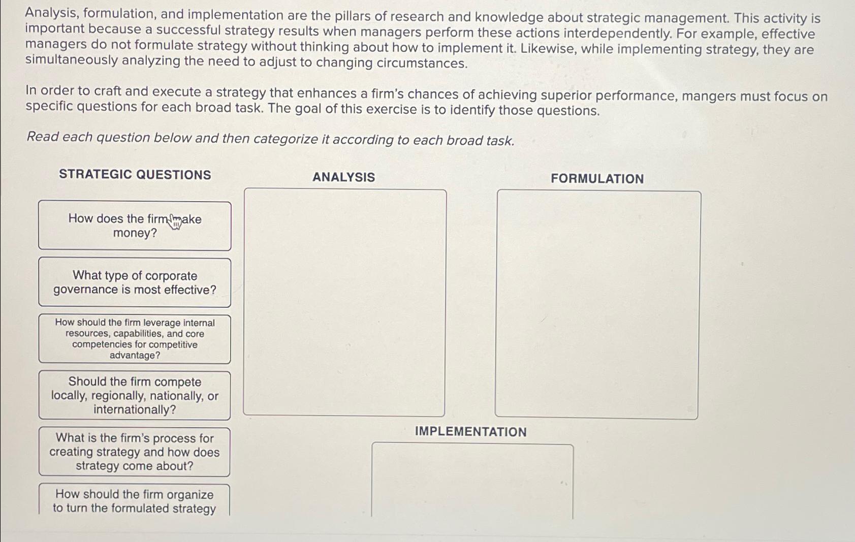 Solved Analysis, formulation, and implementation are the | Chegg.com