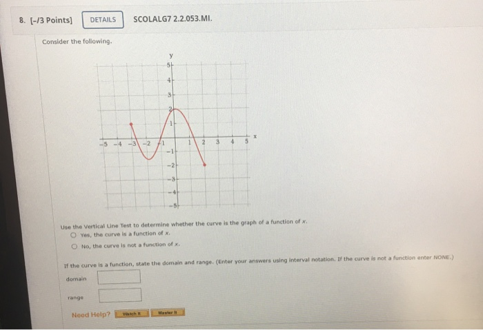 Solved 8. (-/3 Points) DETAILS SCOLALG7 2.2.053.MI. Consider | Chegg.com
