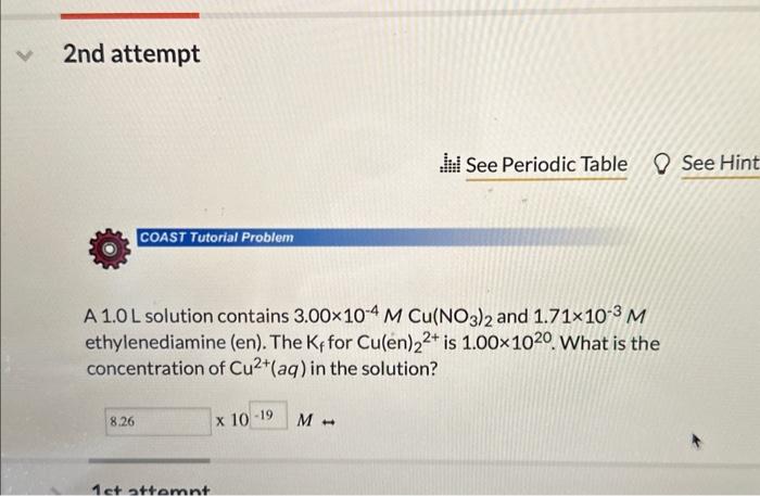 Solved 2nd attempt COAST Tutorial Problem A 1.0 L solution | Chegg.com