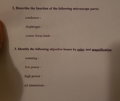 Solved Describe the function of the following microscope | Chegg.com
