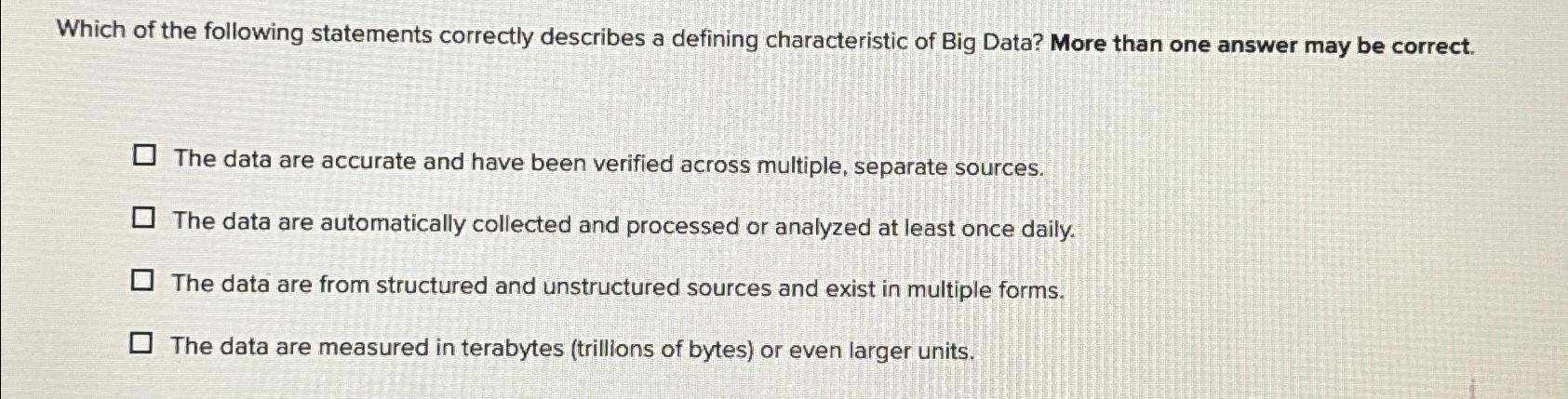 Solved Which of the following statements correctly describes | Chegg.com