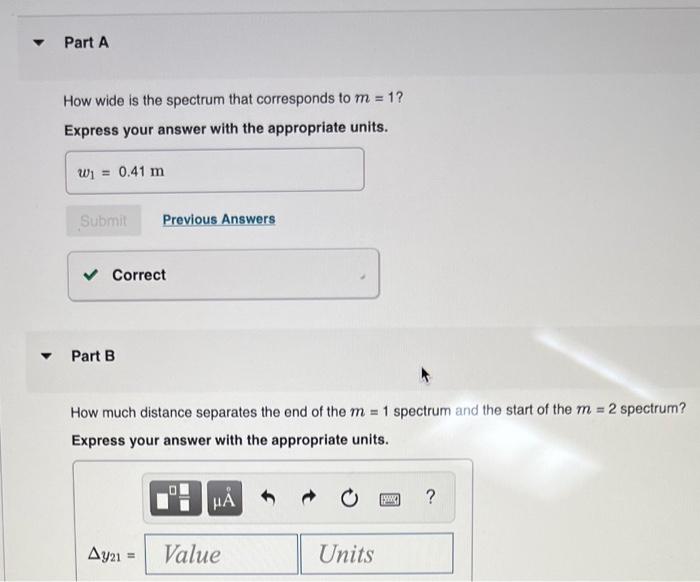 Solved Part A How wide is the spectrum that corresponds to m | Chegg.com