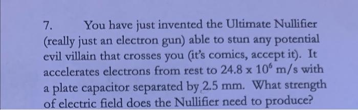Solved 7. You have just invented the Ultimate Nullifier | Chegg.com
