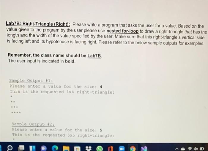 Solved Lab7B: Right-Triangle (Right): Please write a program | Chegg.com
