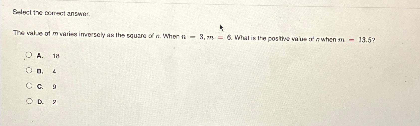 Solved Select the correct answer.The value of m ﻿varies | Chegg.com