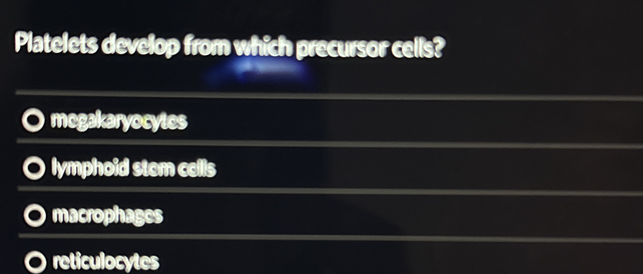 Platelets develop from which precursor | Chegg.com