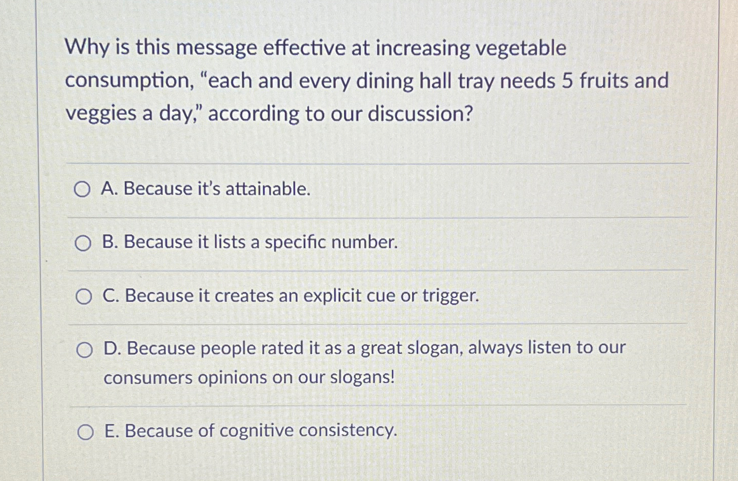 Solved Why is this message effective at increasing vegetable | Chegg.com