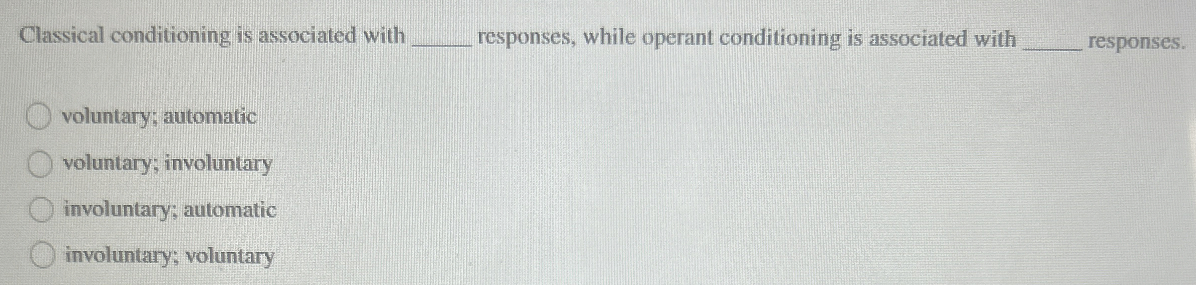 Solved Classical conditioning is associated with | Chegg.com