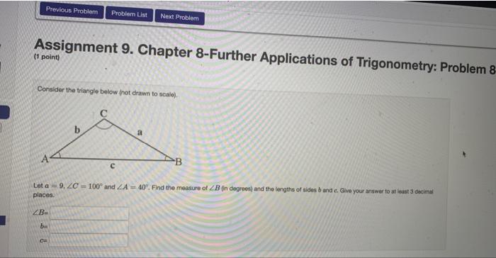 Solved Assignment 9. Chapter 8-Further Applications of | Chegg.com