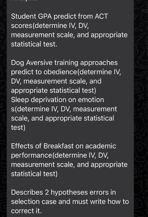 Solved Student GPA predict from ACT scores(determine IV, DV, | Chegg.com