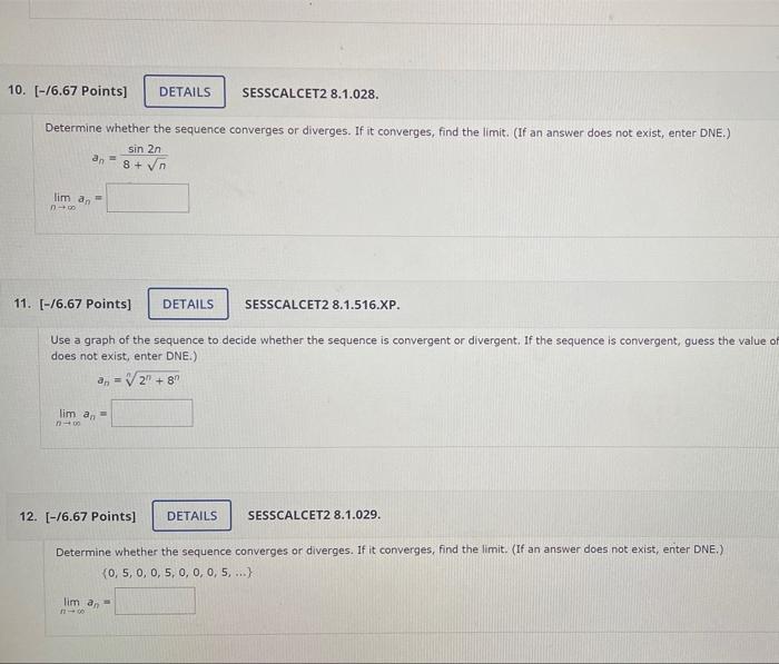 Solved Determine whether the sequence converges or diverges. | Chegg.com