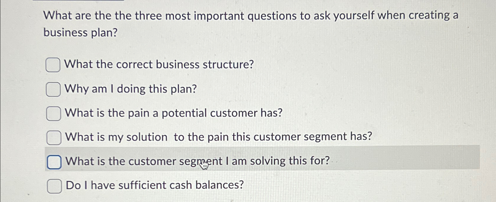 Solved What are the the three most important questions to | Chegg.com