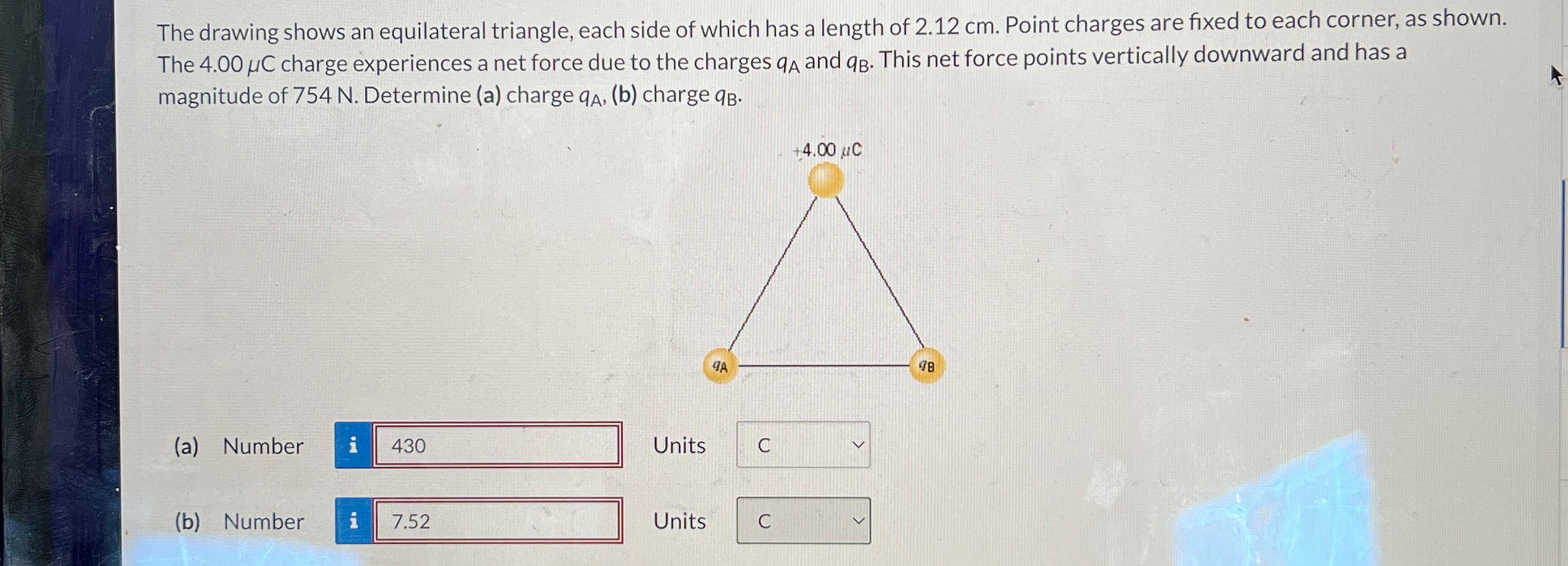 Solved The drawing shows an equilateral triangle, each side | Chegg.com