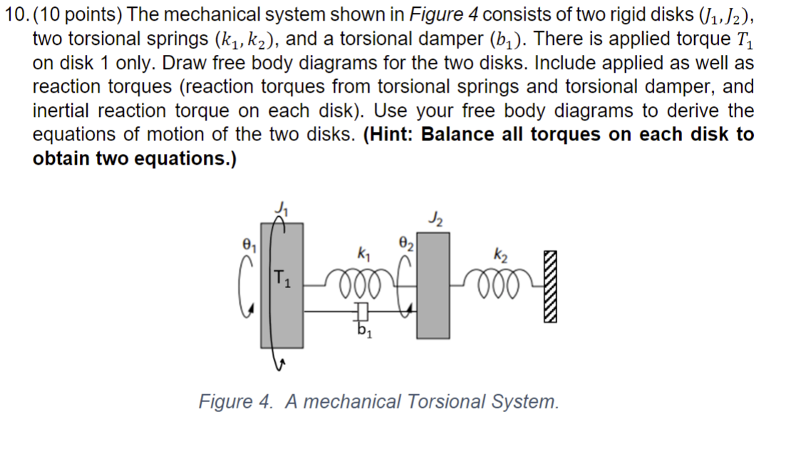 Solved (10 ﻿points) ﻿The mechanical system shown in Figure 4 | Chegg.com