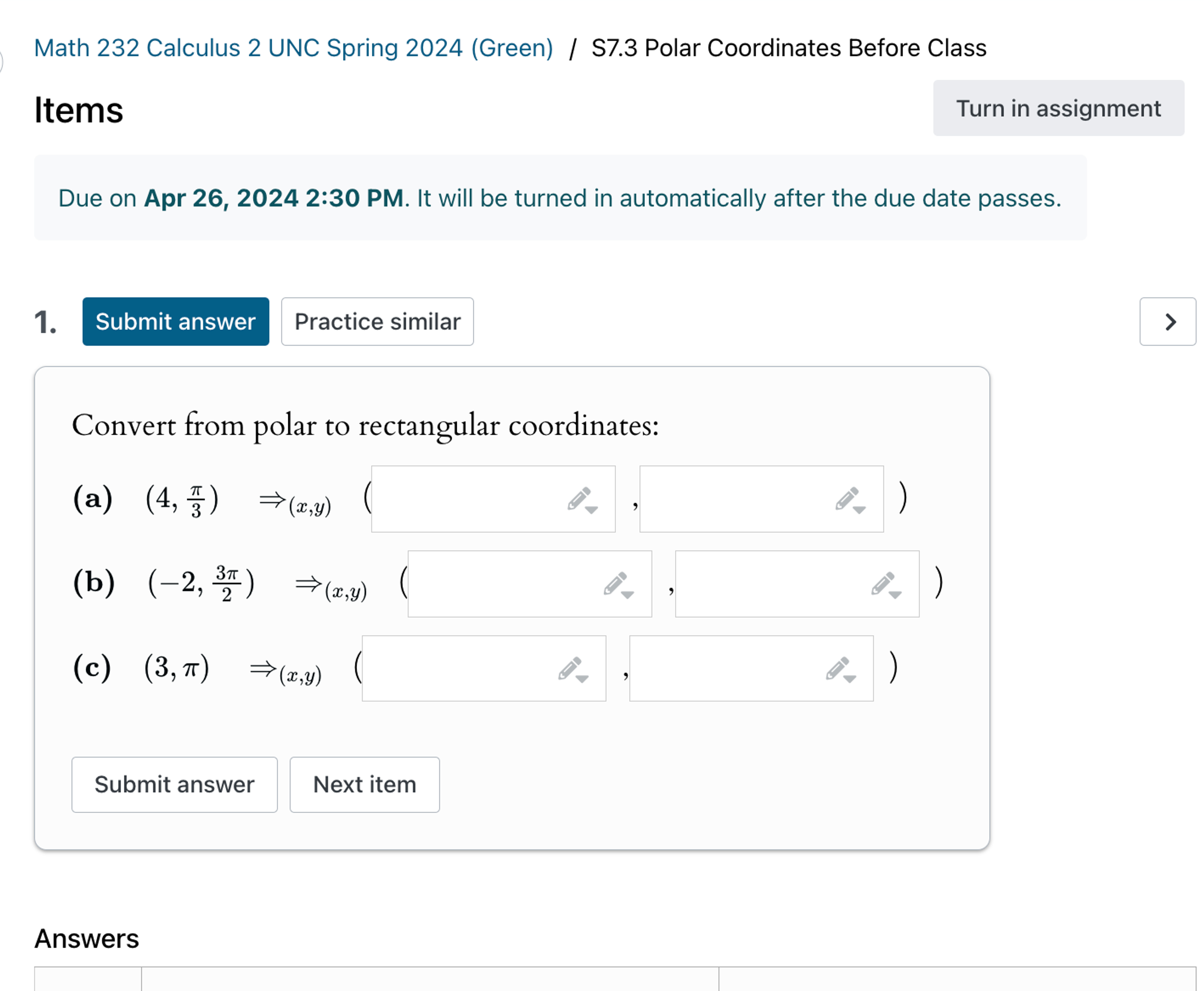 Solved Due on Apr 26, 2024 2:30 ﻿PM. ﻿It will be turned in | Chegg.com
