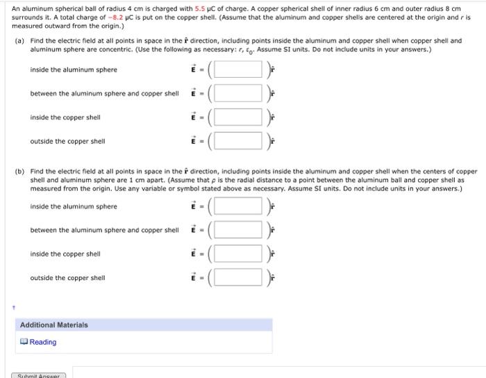 Solved An aluminum spherical ball of radius 4 cm is charged | Chegg.com