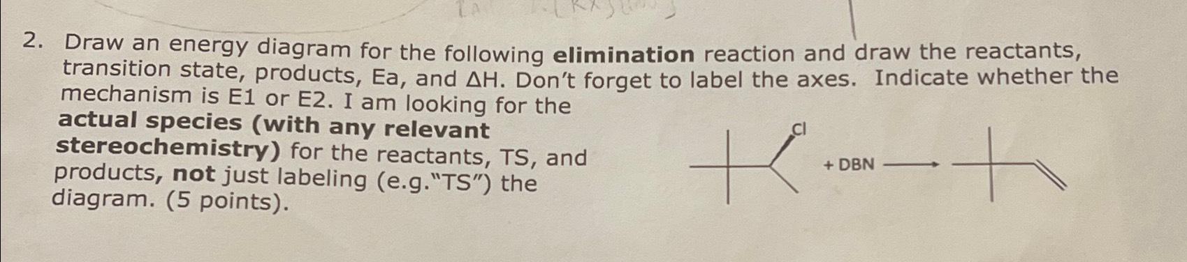 Solved Draw an energy diagram for the following elimination | Chegg.com