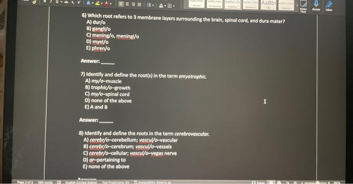 Solved 1) Transiate the root/suffix pleg/o. A) Arrangement, | Chegg.com