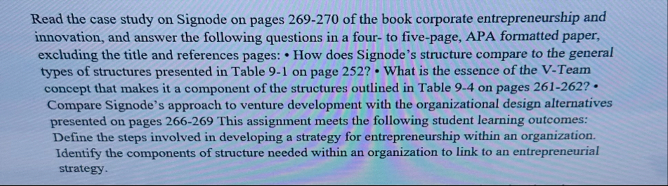 Solved Read the case study on Signode on pages 269-270 ﻿of | Chegg.com