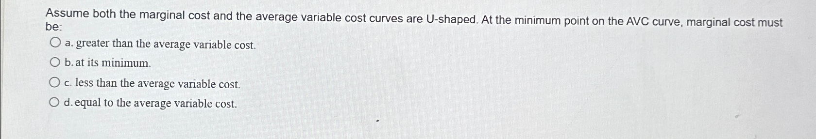Solved Assume both the marginal cost and the average | Chegg.com
