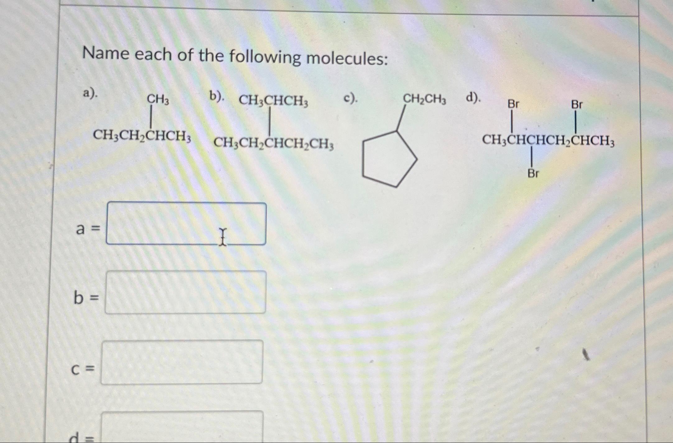 Solved Name each of the following | Chegg.com