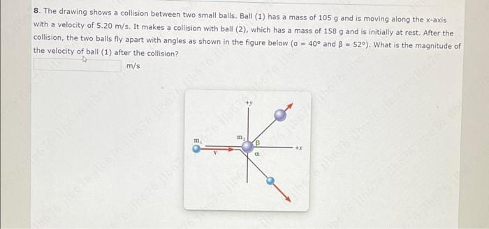 Solved 8. The drawing shows a collision between two small | Chegg.com