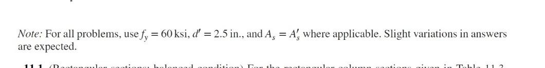 Solved 11.2 (Rectangular sections: compression failure) For | Chegg.com