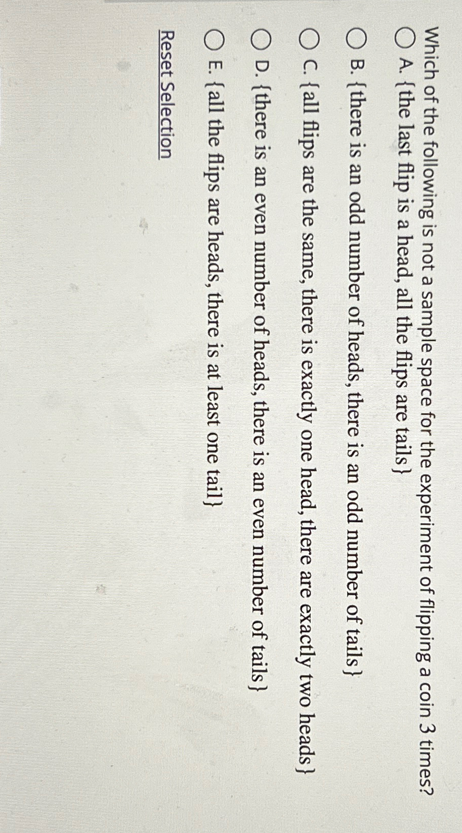 Solved Which of the following is not a sample space for the | Chegg.com