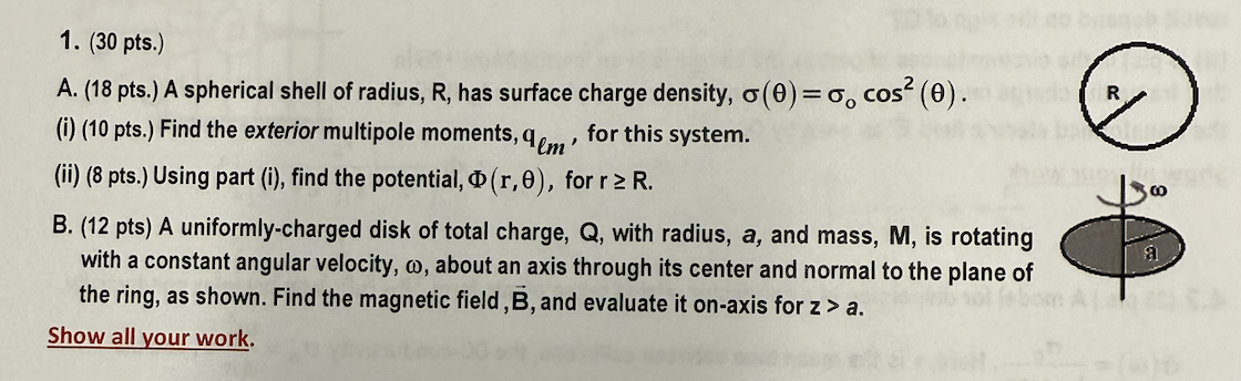 Solved ( 30 pts.)A. (18 pts.) ﻿A spherical shell of ﻿radius, | Chegg.com