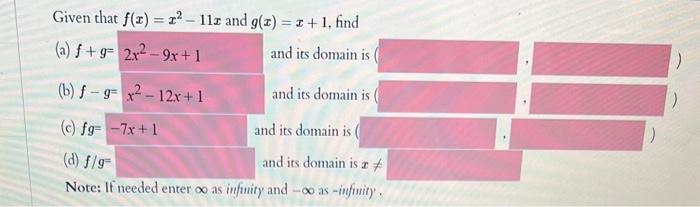 Solved Given that f(x)=x2−11x and g(x)=x+1, find (a) | Chegg.com