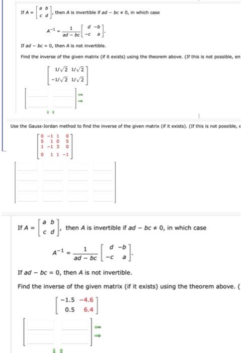 Solved If A C ad-bc- then A is invertible if ad-bc0, in | Chegg.com