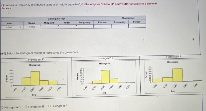 Solved (c) Prepare a frequency distribution using a bin | Chegg.com