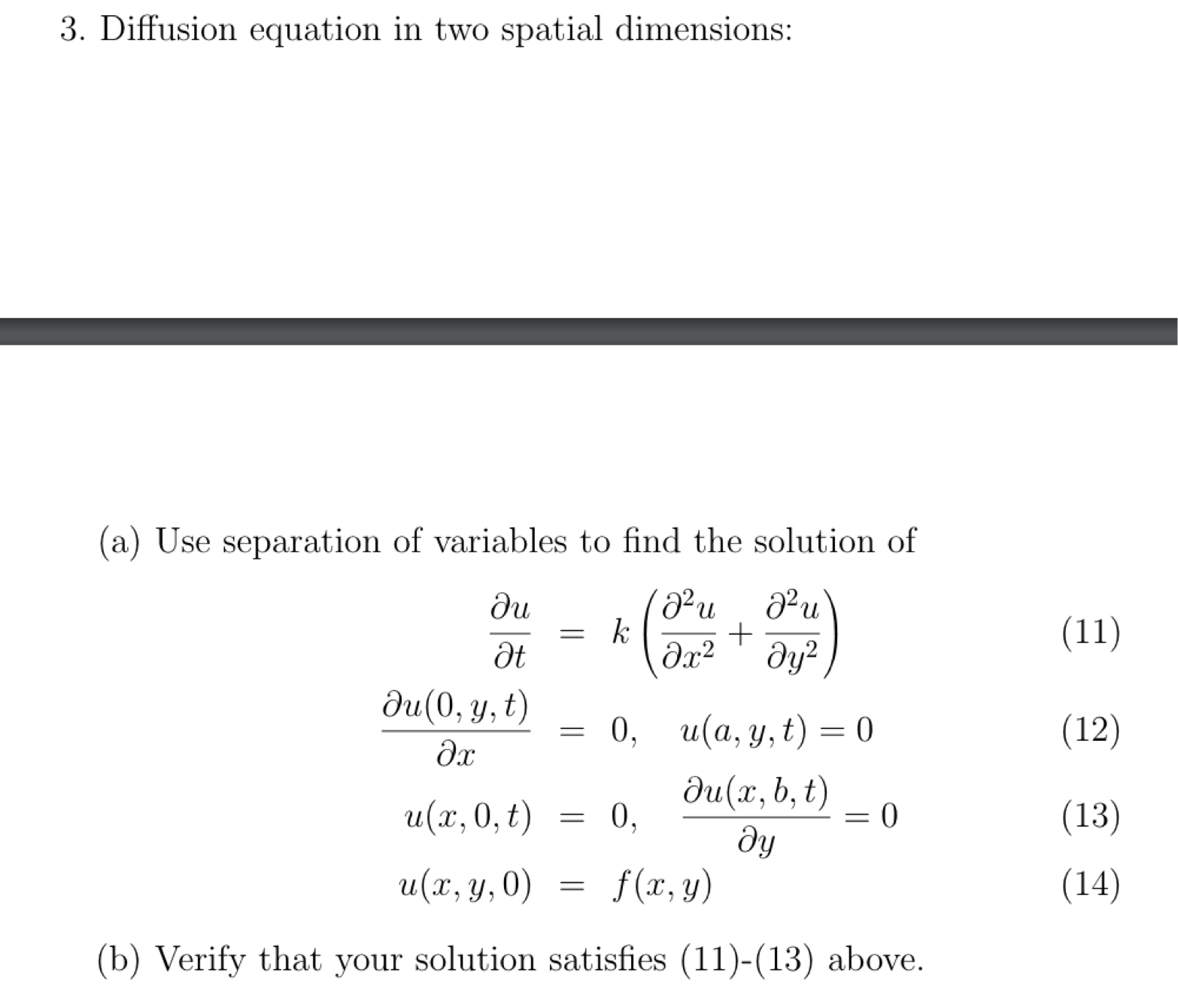 Solved Diffusion equation in two spatial dimensions:(a) ﻿Use | Chegg.com