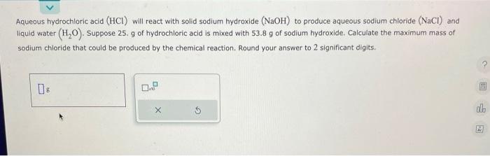Solved Aqueous hydrochloric acid (HCl) will react with solid | Chegg.com