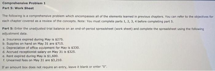 Solved Comprehensive Problem 1 Part 1: The following is a | Chegg.com
