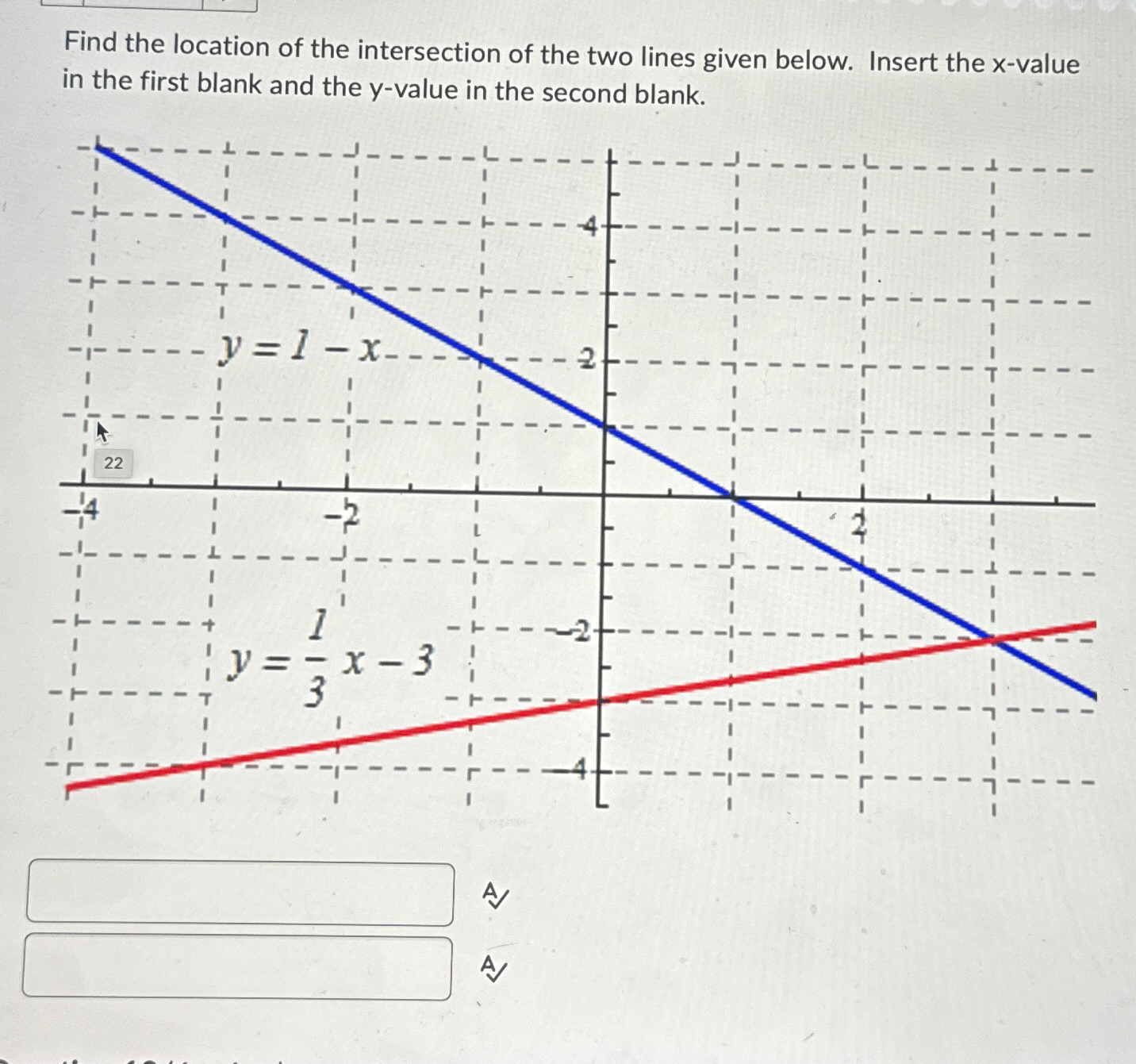 Solved Find the location of the intersection of the two | Chegg.com