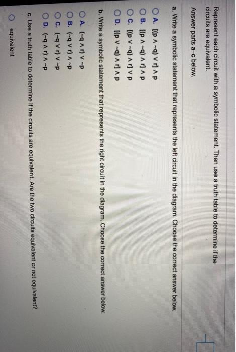 Solved Represent each circuit with a symbolic statement. | Chegg.com