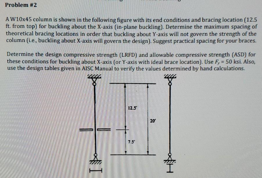 Solved Problem #2 A W10x45 column is shown in the following | Chegg.com