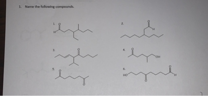 Solved 1. Name the following compounds. . 2. 4. ОН 6. НО | Chegg.com
